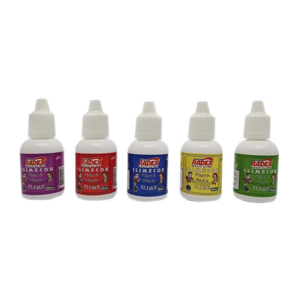 kit tinta para slime radex com 5 cores - PAPELARIA LUMIVALE